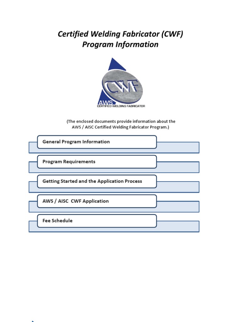 Certified Welding Fabricator (CWF) Program Information | PDF | Business