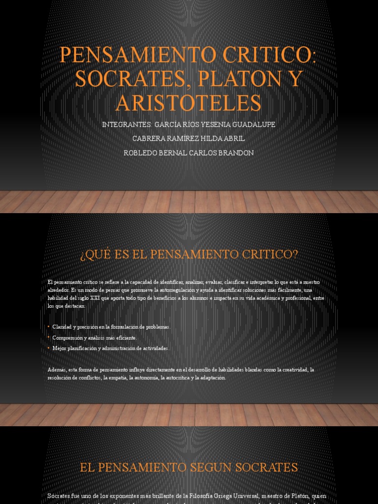 Pensamiento Crítico: Sócrates, Platón y Aristóteles | PDF | Sócrates ...