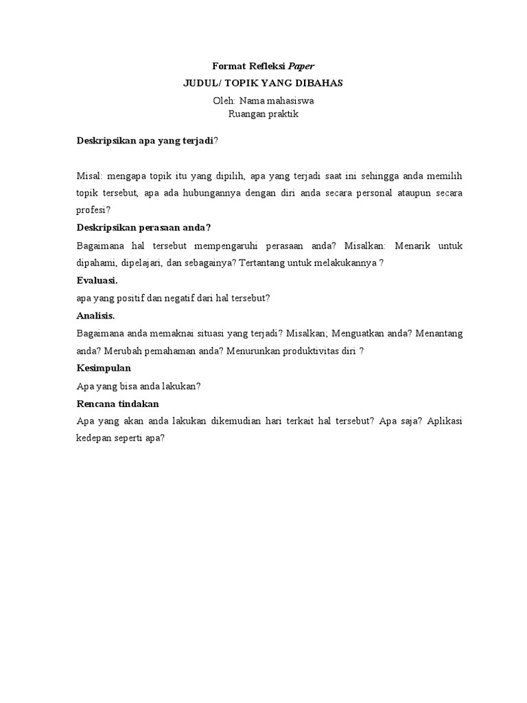 Format Refleksi Paper | PDF