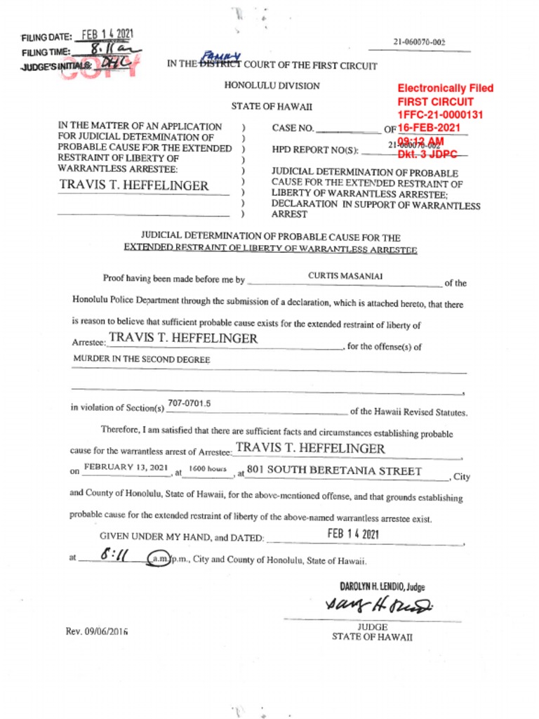 Travis Heffelinger, Kytana Ancog Court Docs | PDF