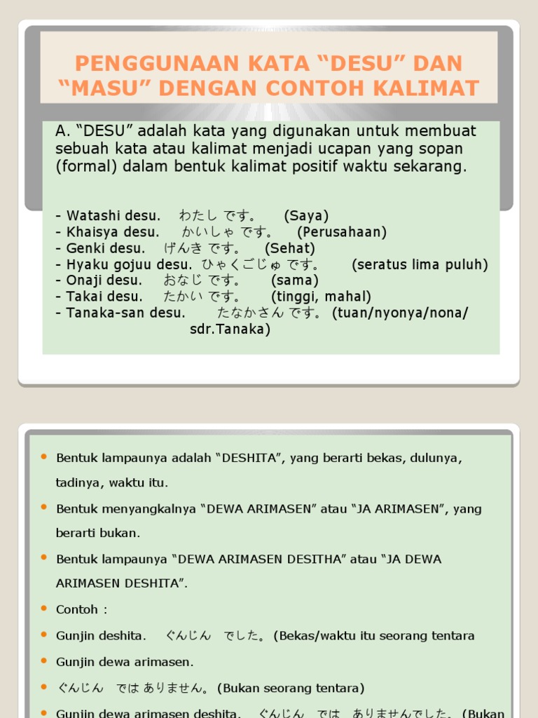 Topic 4 - Kata Desu Dan Masu | PDF