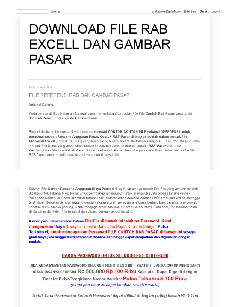 RAB Pasar: Referensi & Desain | PDF