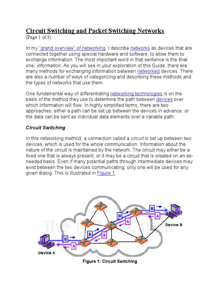 Circuit Switching and Packet Switching Networks | PDF | Computer Network | Packet Switching