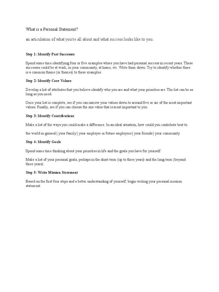 What Is A Personal Statement | PDF