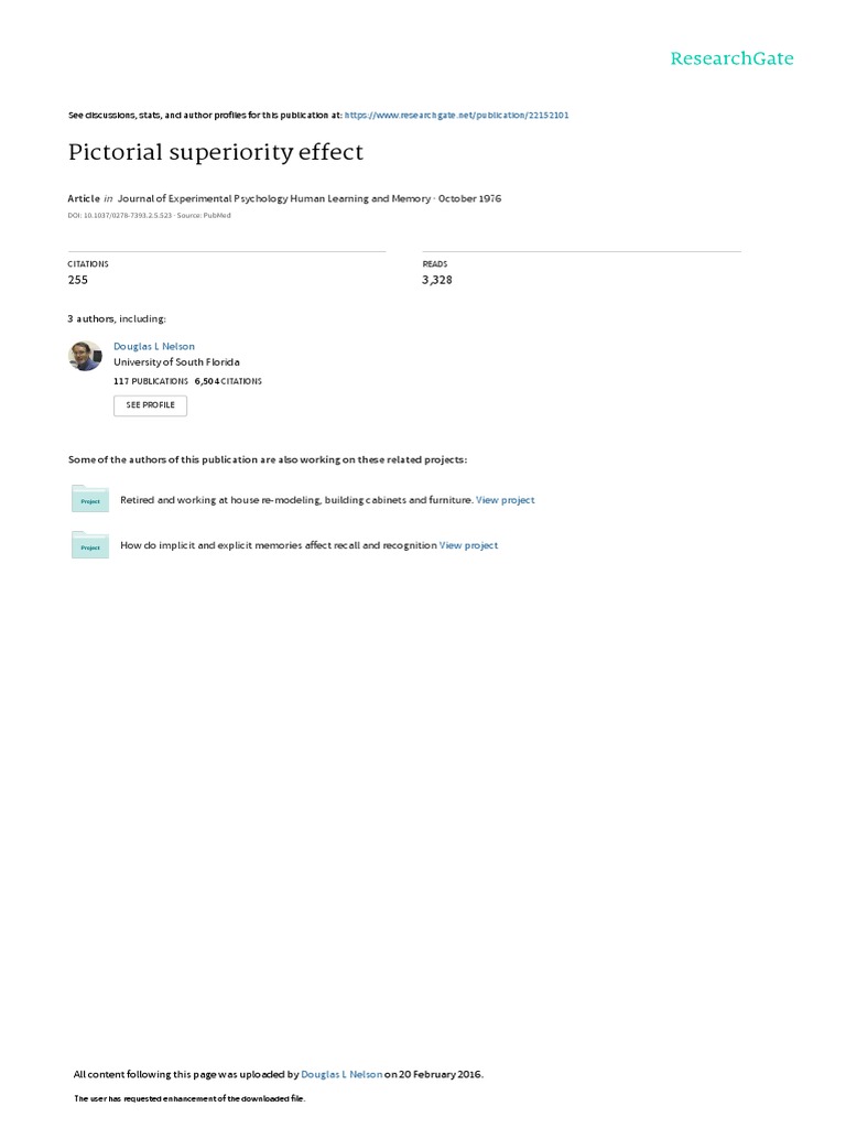 Pictorial Superiority Effect | PDF | Cognitive Neuroscience | Memory