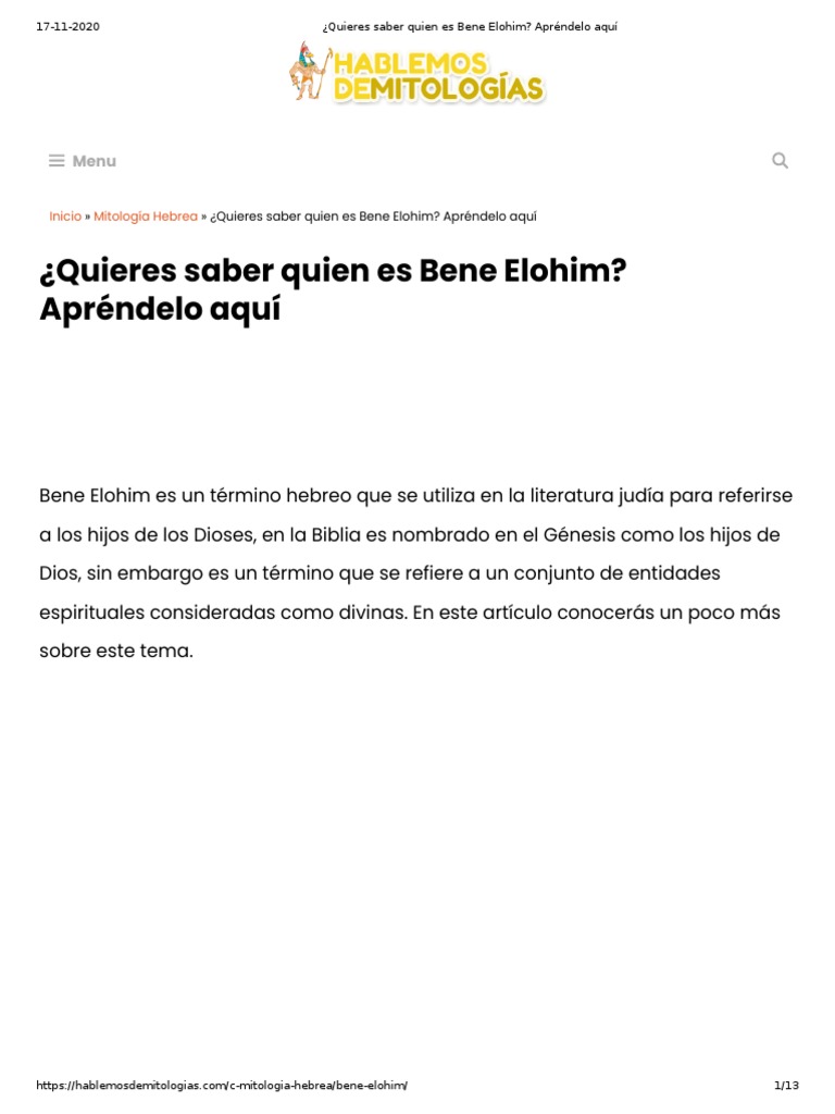 Quieres Saber Quien Es Bene Elohim | PDF | Libro del Génesis | Sobrenatural