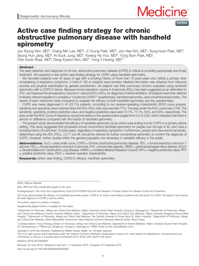 Medicine Active Case Finding Strategy For Chronic Obstructive Pulmonary Disease With Handheld