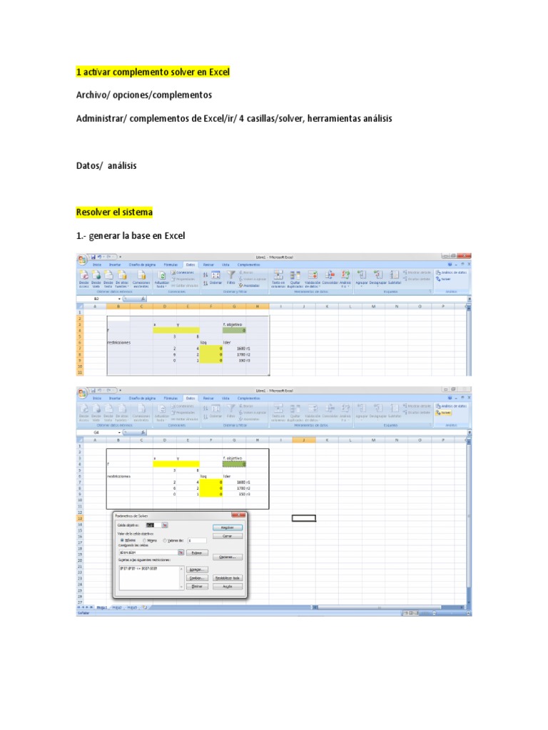 1 Activar Complemento Solver en Excel | PDF