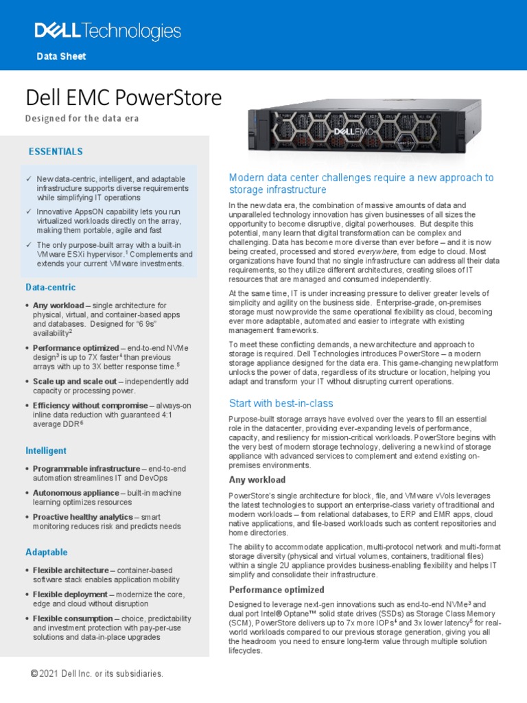 Dell EMC PowerStore | Download Free PDF | V Mware | Cloud Computing