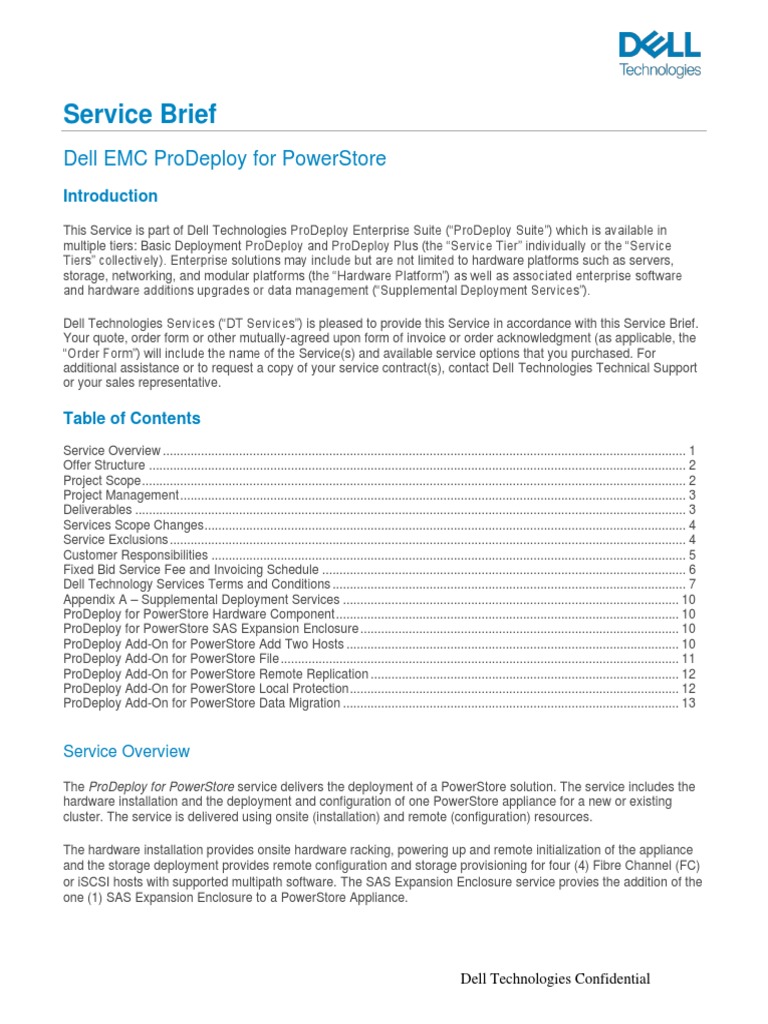 Dell EMC ProDeploy For PowerStore | PDF | Contractual Term | Implied ...