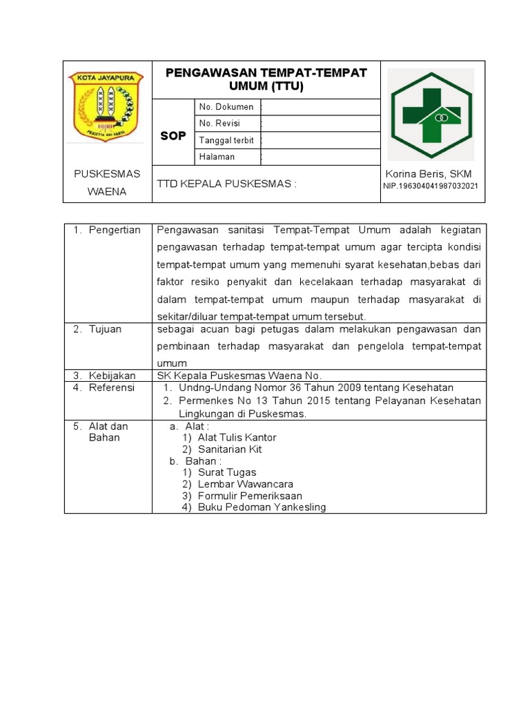 Sop Pengawasan Ttu | PDF | Pengembangan Diri | Kesehatan Holistik