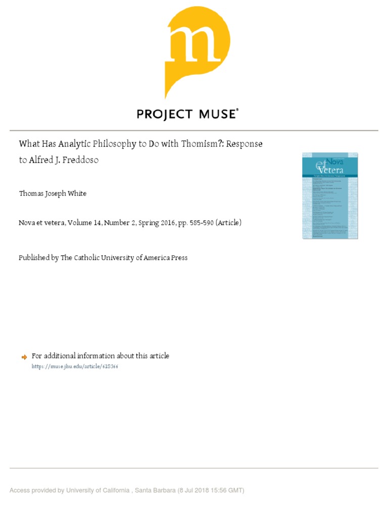 WHITE, Thomas Joseph - What Has Analytic Philosophy To Do With Thomism ...