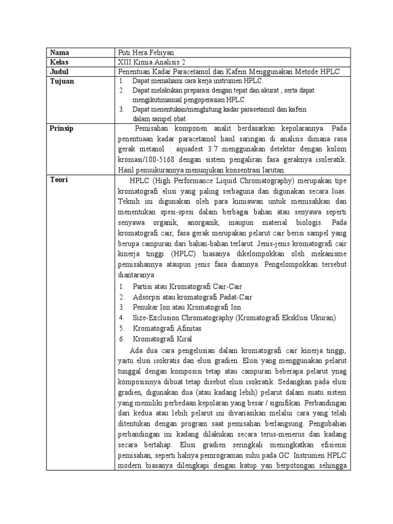 Jurnal Akhir HPLC - Puti Hera Febiyan | PDF