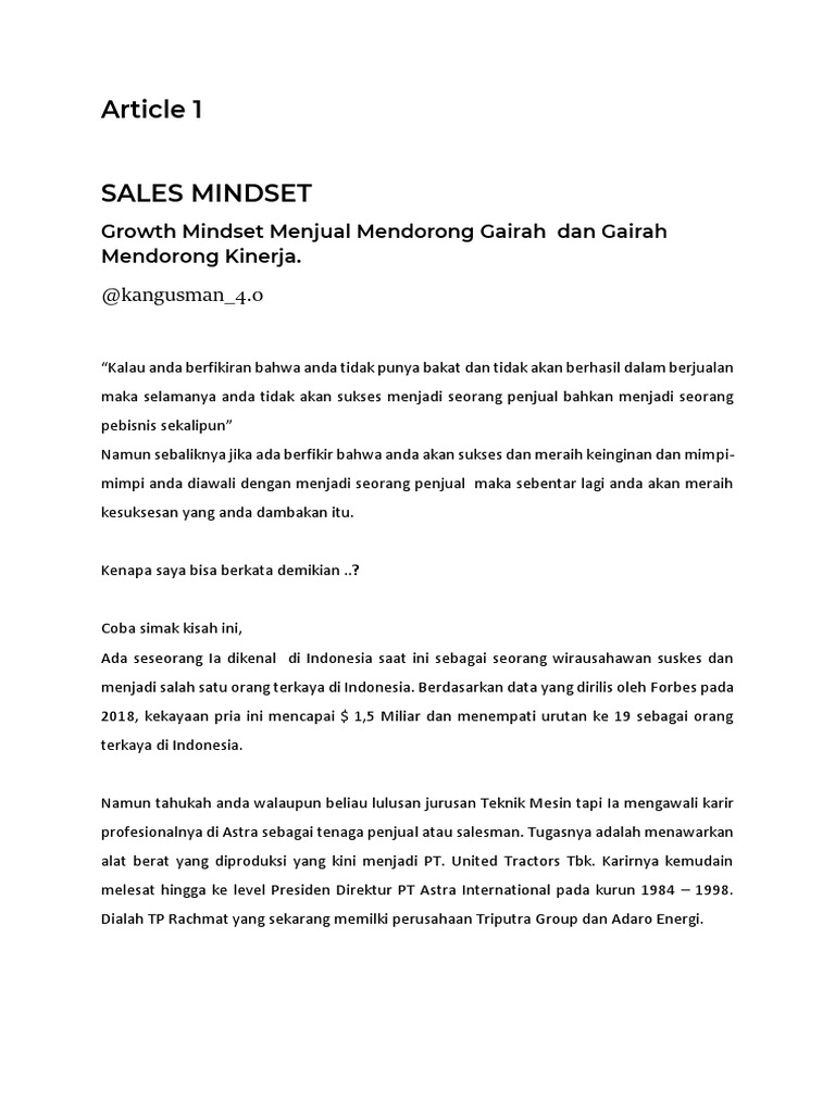 Sales Mindset | PDF