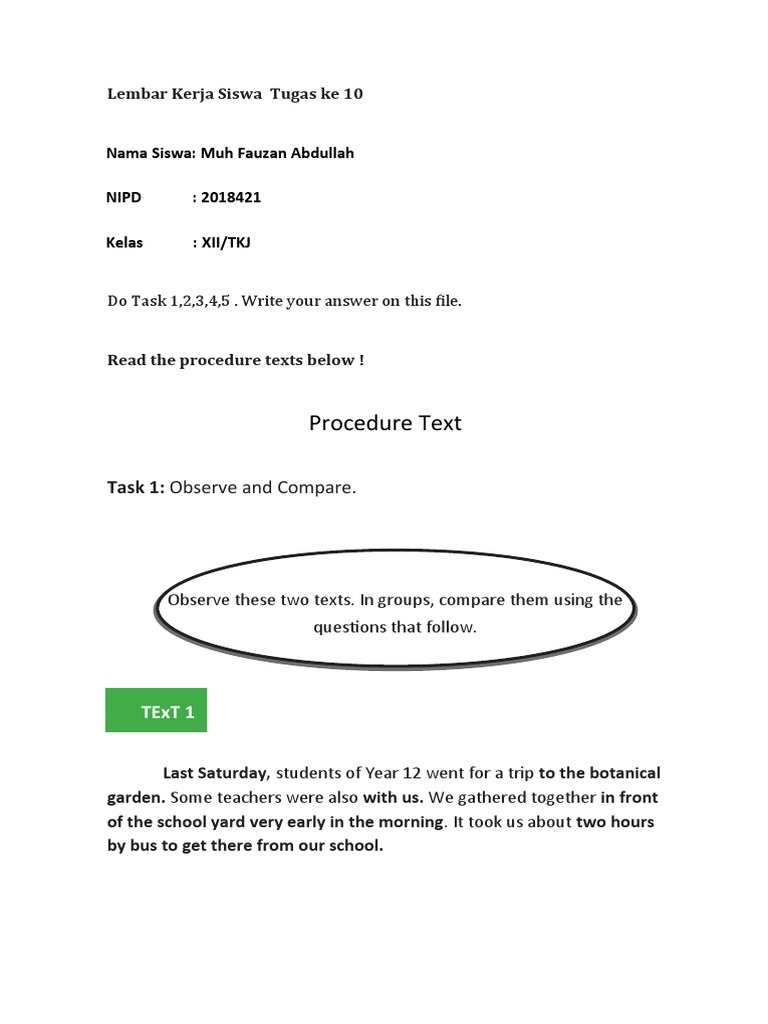 Lembar Kerja Siswa Procedure Text | PDF | Egg | Adverb