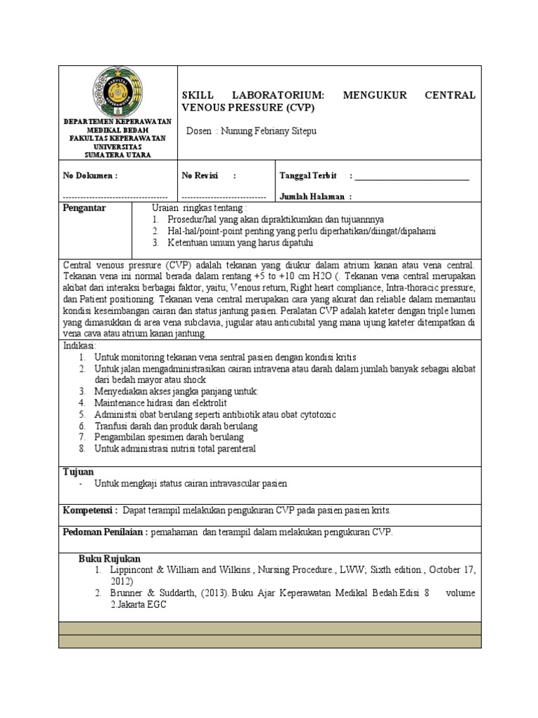 Sop SL Pengukuran CVP | PDF