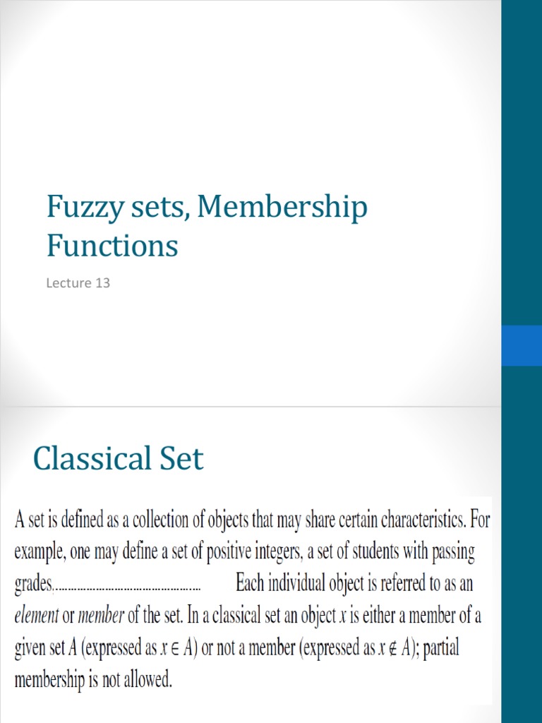 Lecture 13. Fuzzy Membership | PDF | Fuzzy Logic | Mathematical Logic
