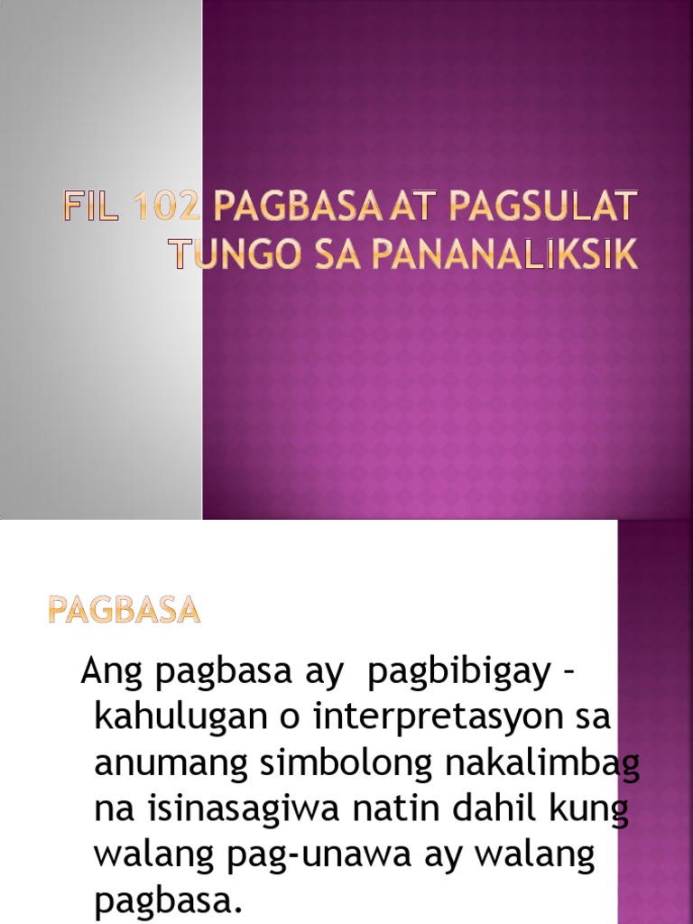 Fil 102 Pagbasa at Pagsulat Tungo Sa Pananaliksik | PDF