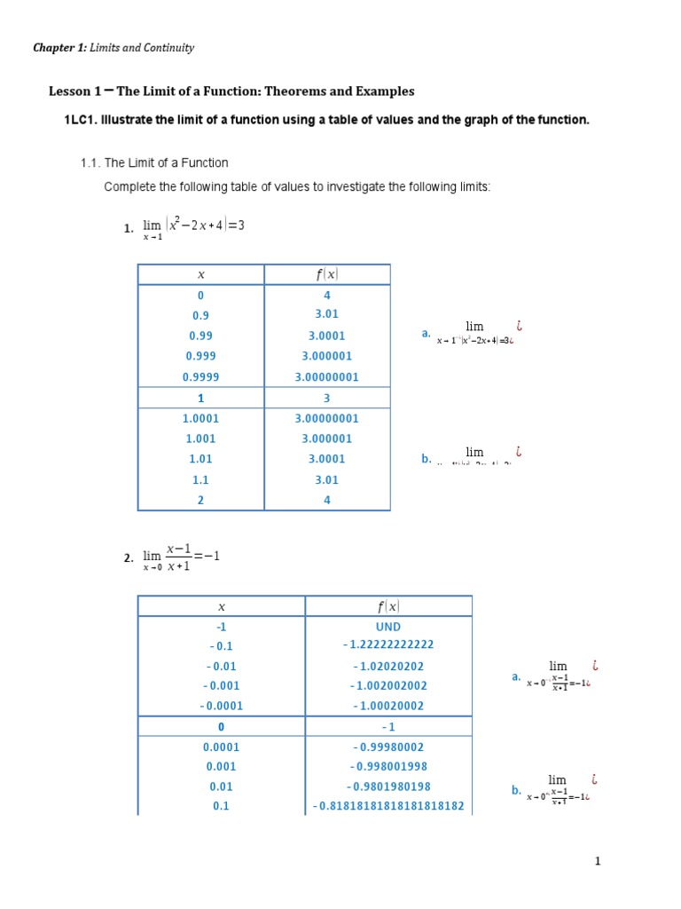 Lim 2 X +4 3: Lesson 1 The Limit of A Function: Theorems and Examples | PDF | Continuous ...