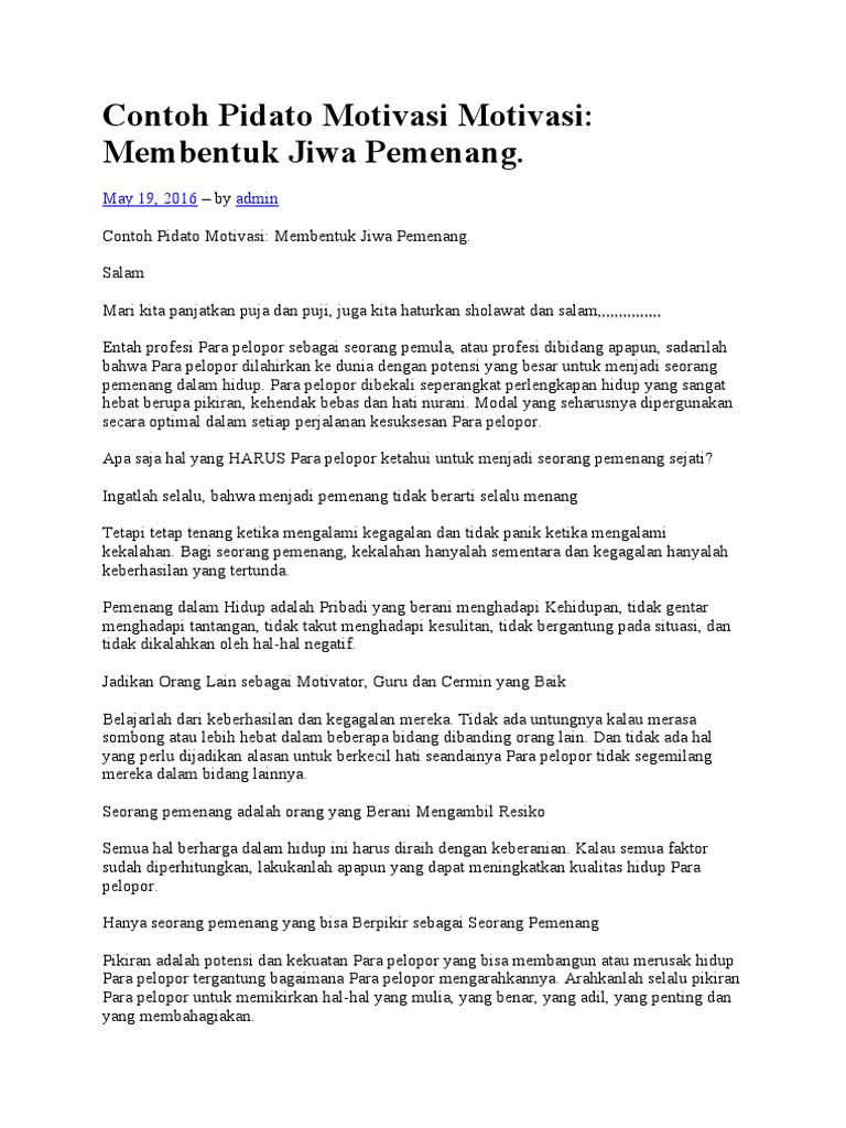 Contoh Pidato Motivasi Motivasi | PDF