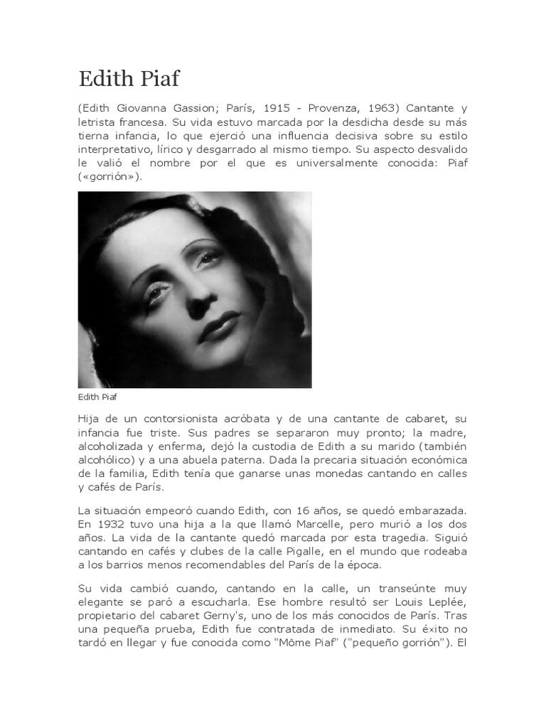 Edith Piaf | PDF | Entretenimiento (general)