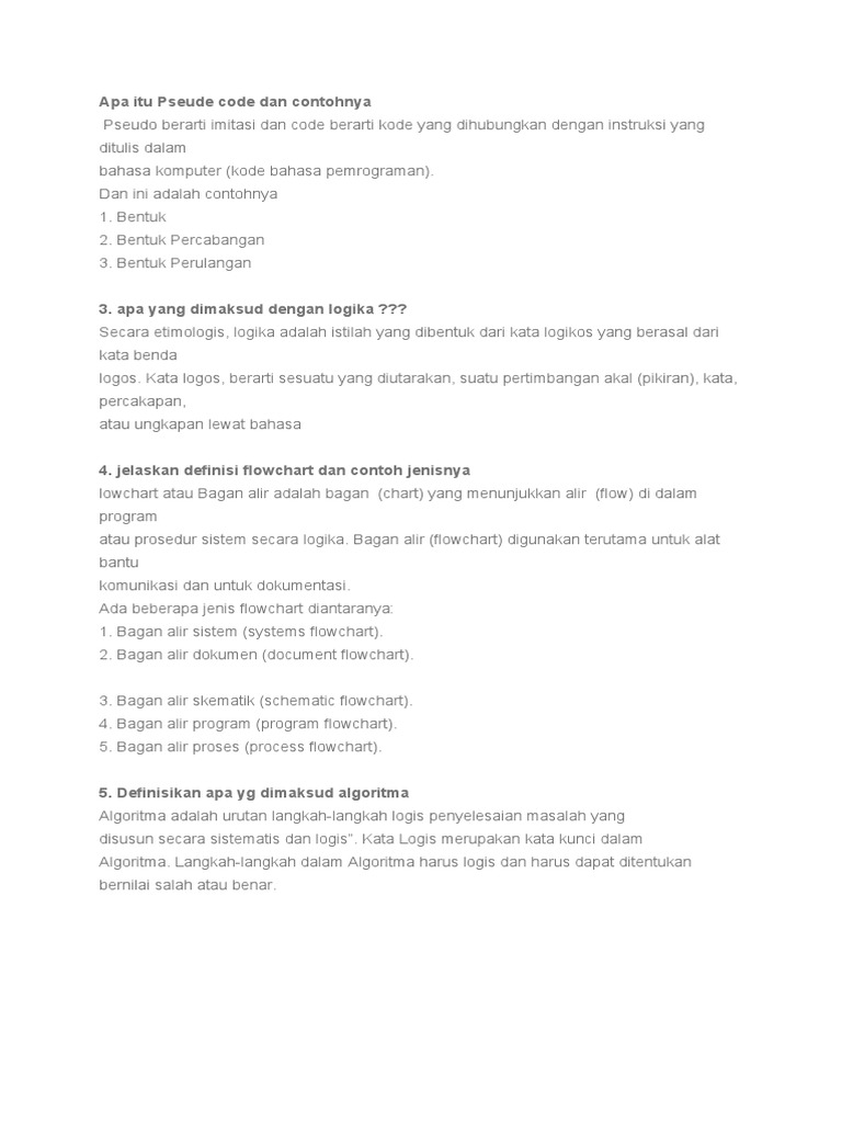 Pseudocode dan Contohnya | PDF