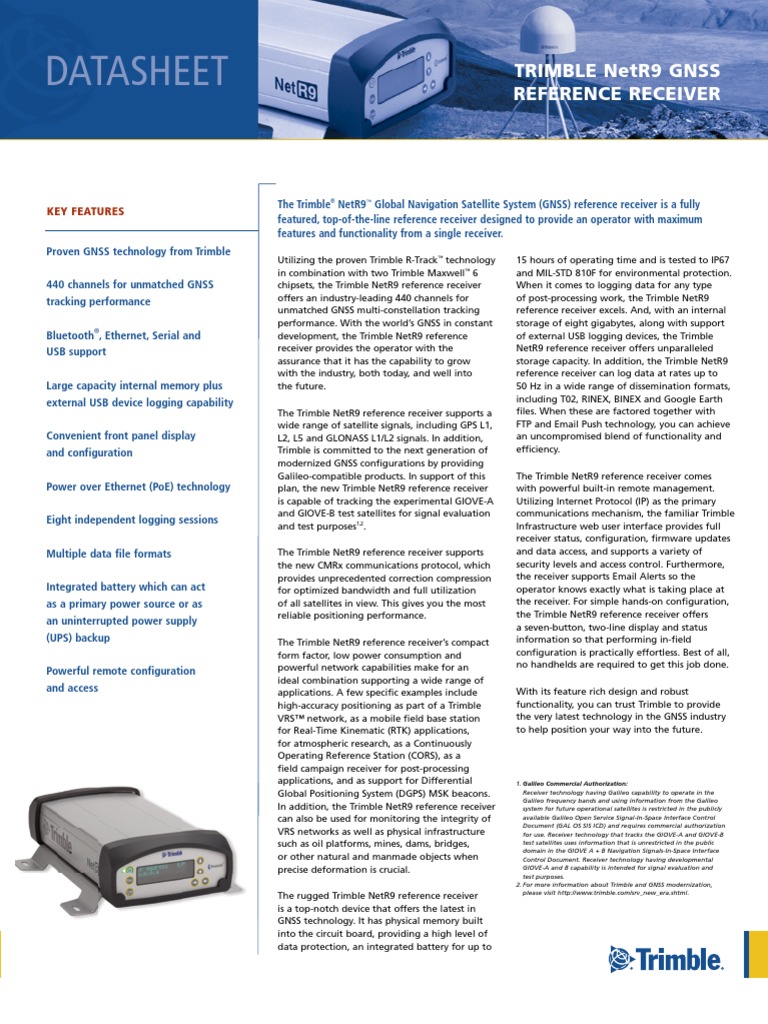 Datasheet: Trimble Netr9 Gnss Reference Receiver | PDF | Computer ...