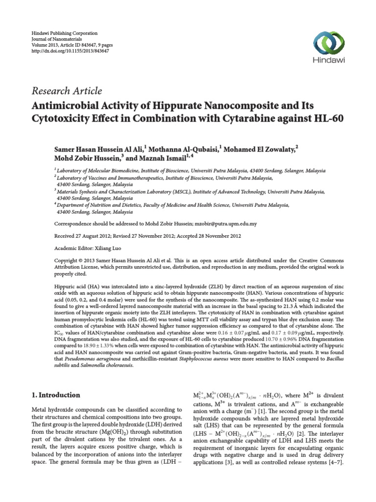 Antimicrobial Activity of Hippurate Nanocomposite | PDF | Chemical ...