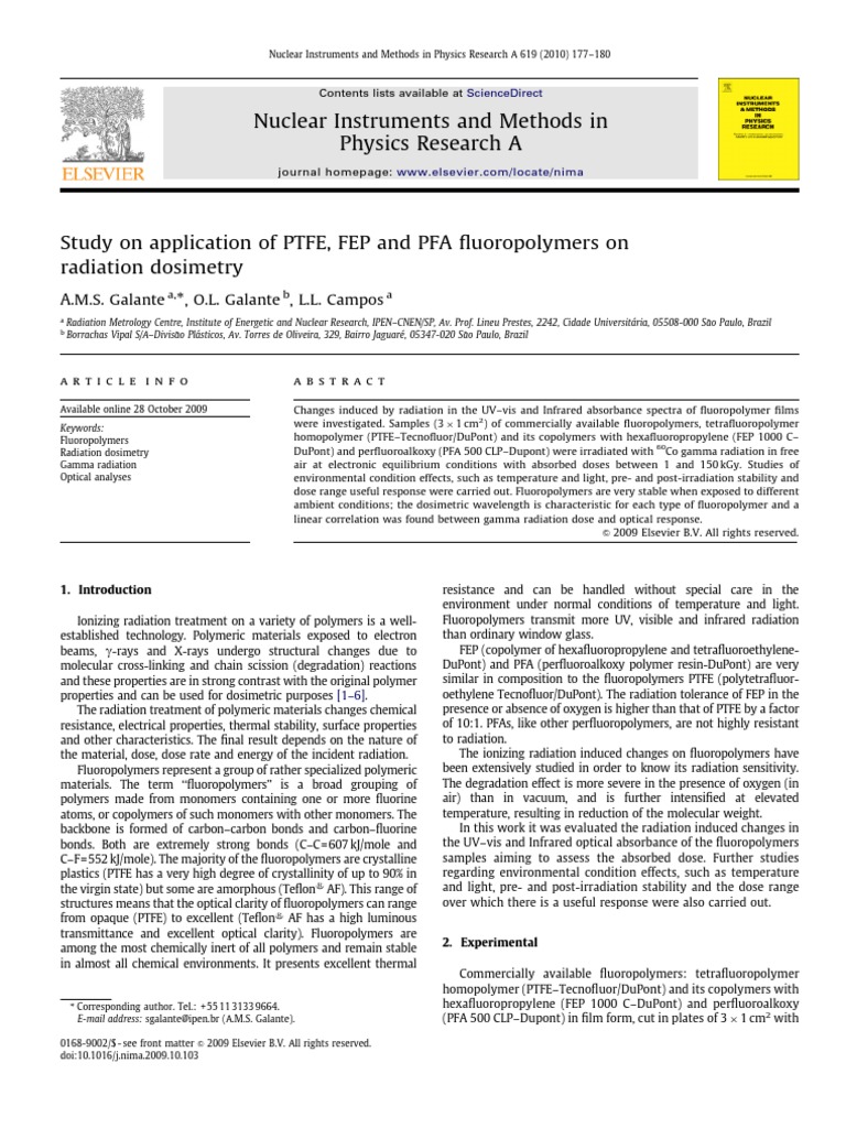 PTFE, FEP and PFA Fluoropolymers On | PDF | Polymers | Electromagnetic ...