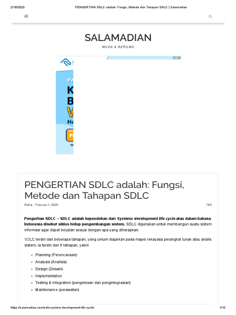 PENGERTIAN SDLC Adalah - Fungsi, Metode Dan Tahapan SDLC - Salamadian | PDF