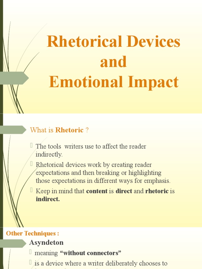 CREATIVE NON FICTION (Lecture # 9) - Rhetorical Devices and Emotional ...