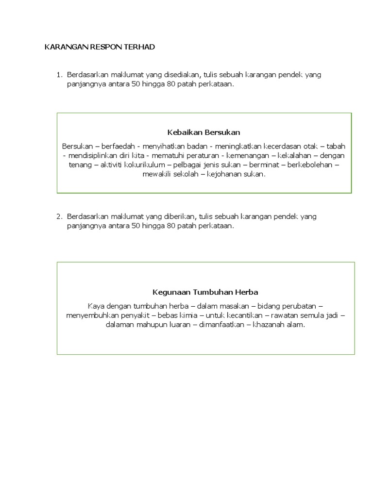 f2 Karangan Respon Terhad | PDF