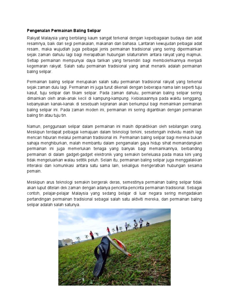 Pengenalan Permainan Baling Selipar | PDF