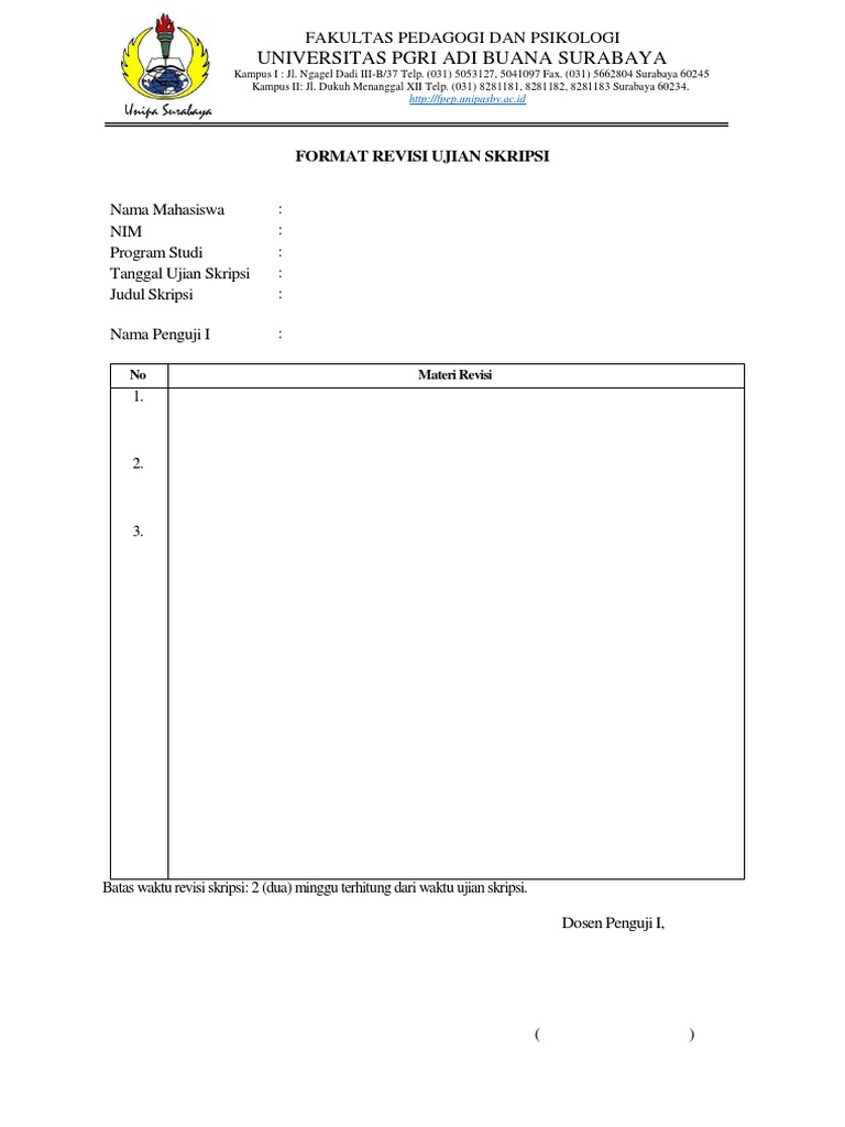 Format Revisi Ujian Skripsi | PDF