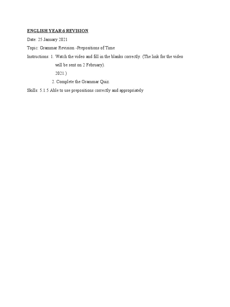 English Year 6 Revision | PDF | Language Arts & Discipline
