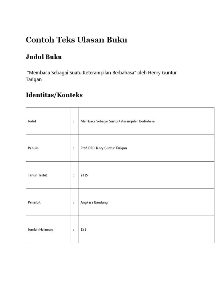 Contoh Teks Ulasan Buku | PDF