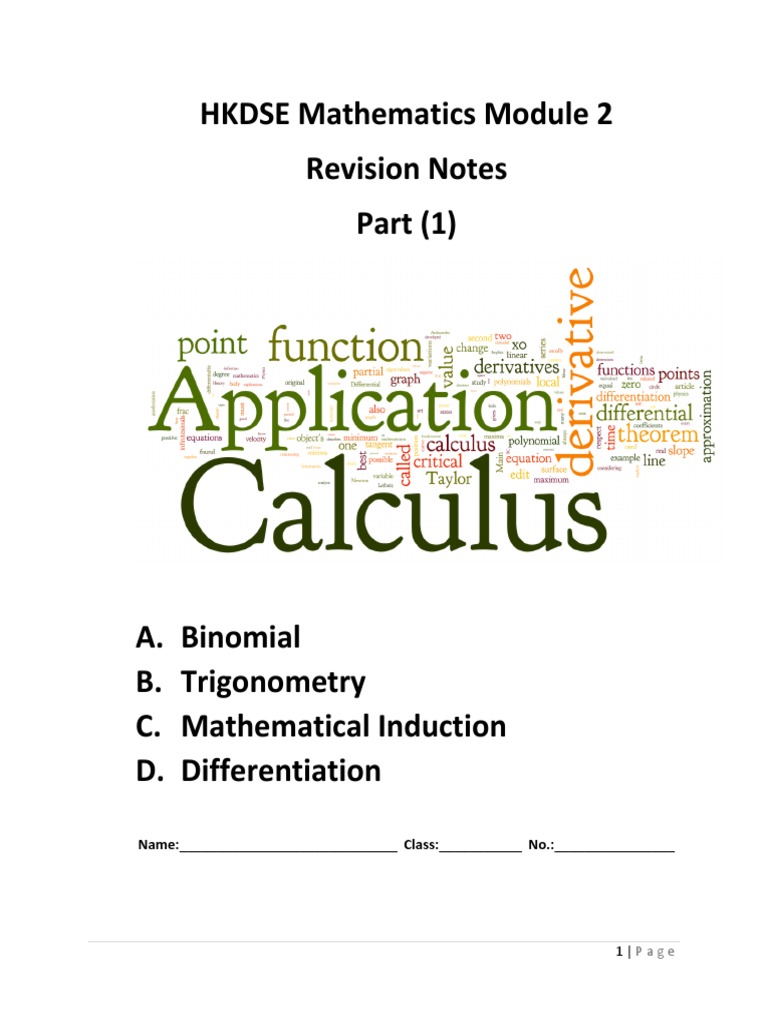 M2 Notes Student Version Part 1 | PDF | Maxima And Minima ...