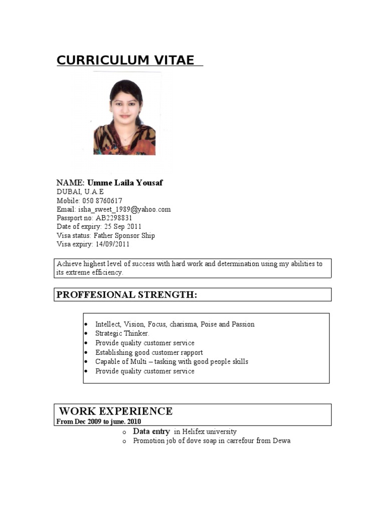 Umme Laila Yousaf CV - Doc2 | PDF | Career & Growth