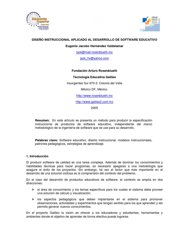 Diseño Instruccional Aplicado Al Desarrollo de Software Educativo | PDF ...