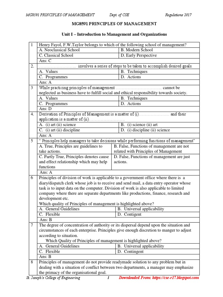 MG8591 POM All MCQ 2-Unlocked | PDF | Motivation | Motivational