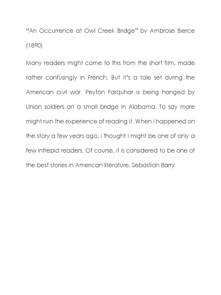 An Occurrence at Owl Creek Bridge | PDF
