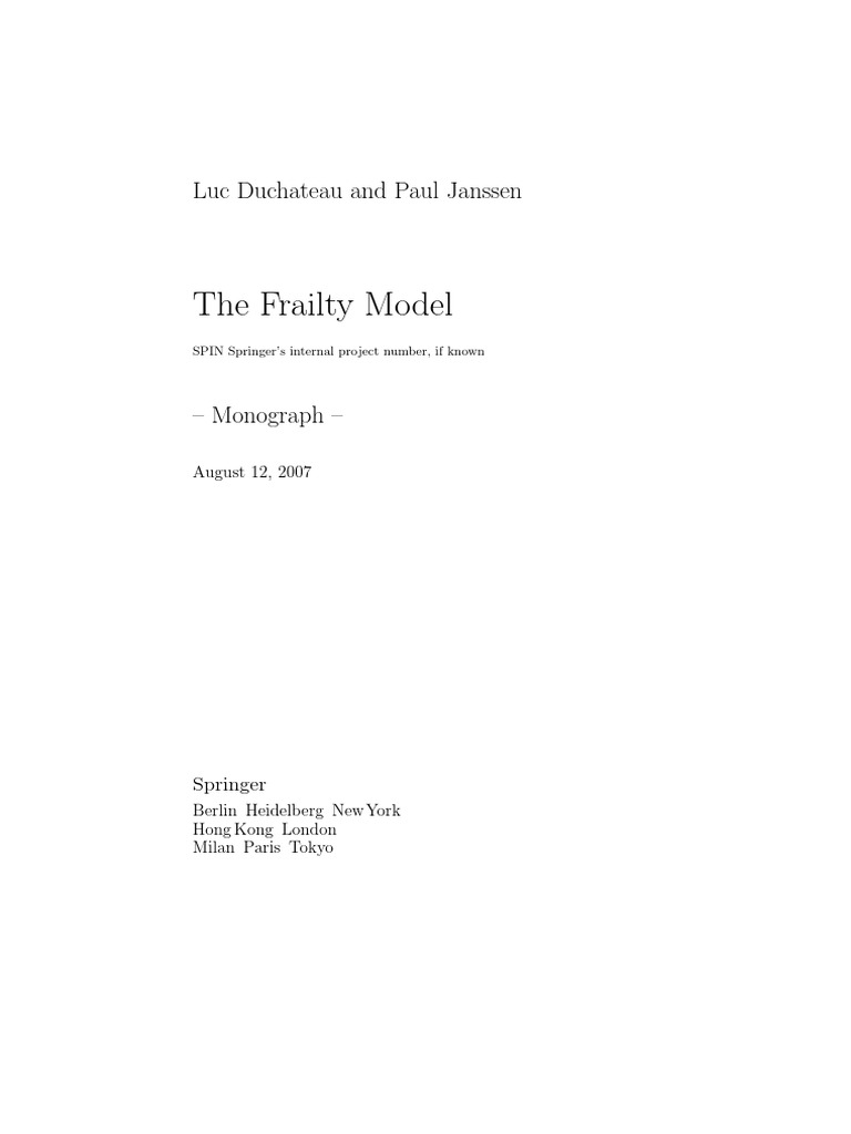 The Frailty Model: Luc Duchateau and Paul Janssen | PDF | Cluster Analysis | Bayesian Inference