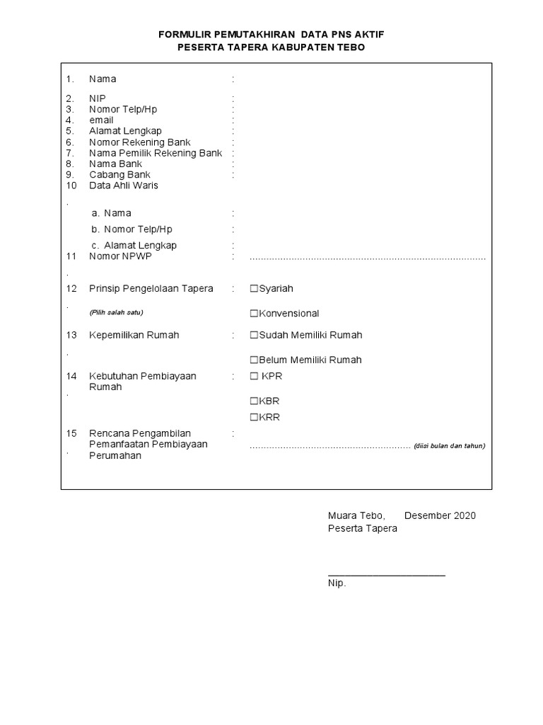 Formulir Tapera Ok | PDF