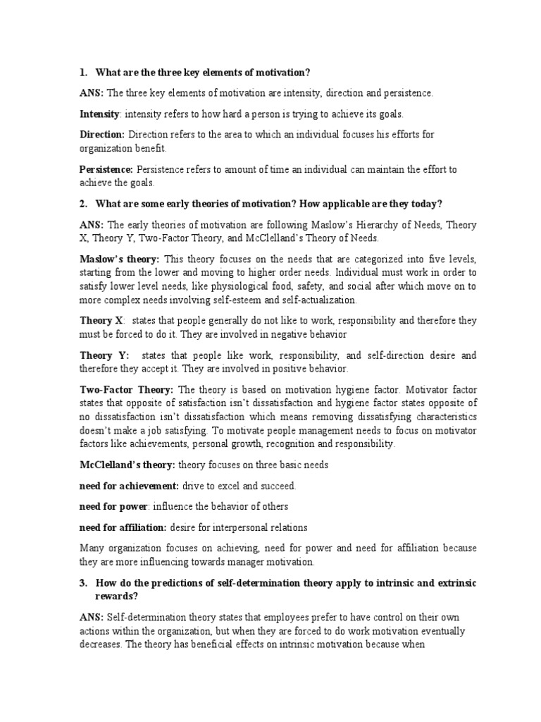 Three Key Elements of Motivation: Intensity, Direction and Persistence ...