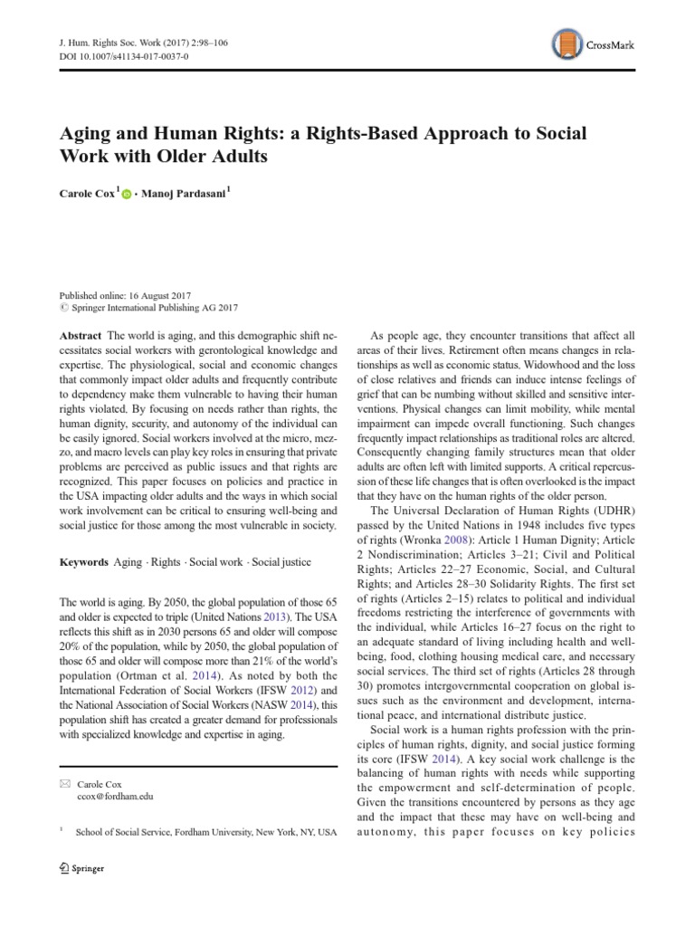 Aging and Human Rights A Rights Based Approach To Social Work With ...