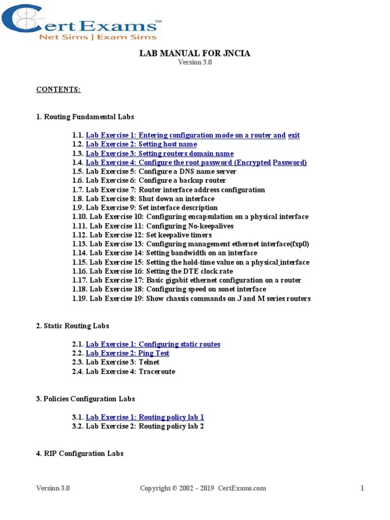 Juniper Demo Practical Lab Manual | Download Free PDF | Ip Address | Command Line Interface