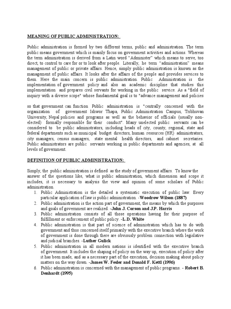 Public Administration Notes | PDF | Public Administration | Social Science