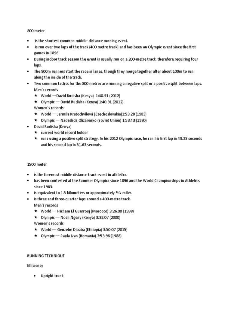 Middle Distance Running | PDF | Track And Field | Games Of Physical Skill