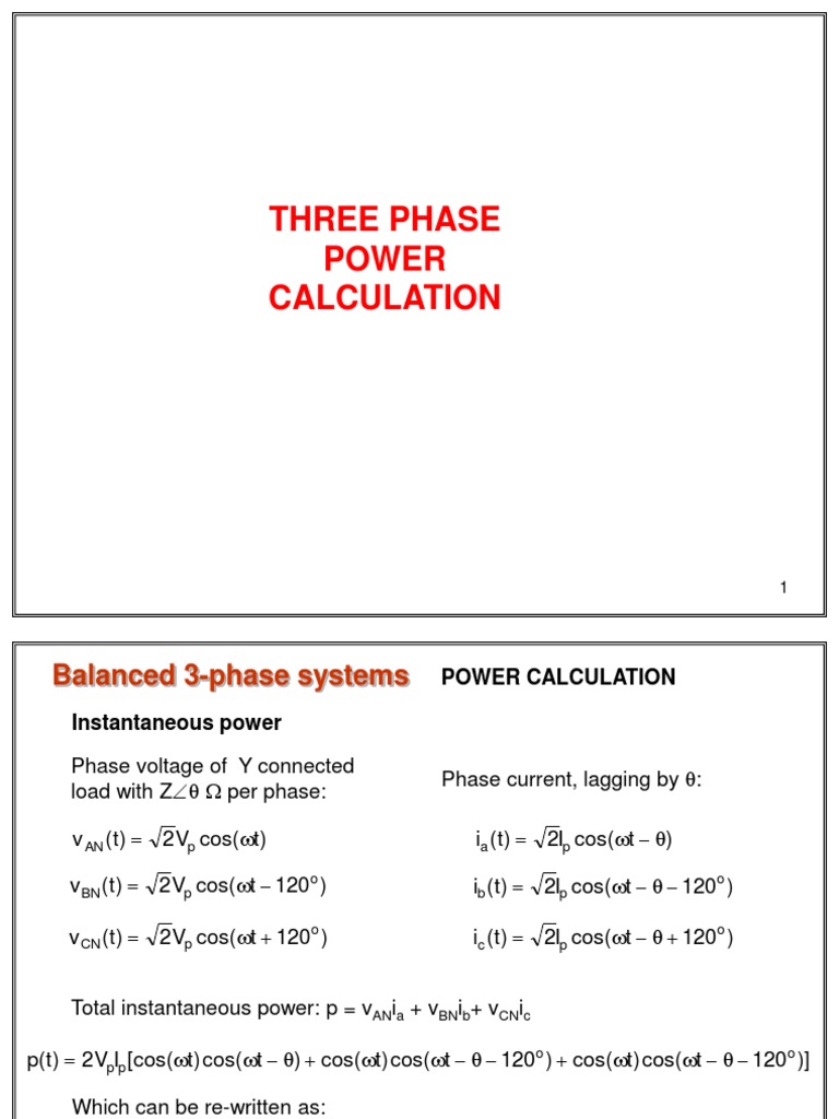 Three Phase Power Calculation | PDF | Electric Power | Physics
