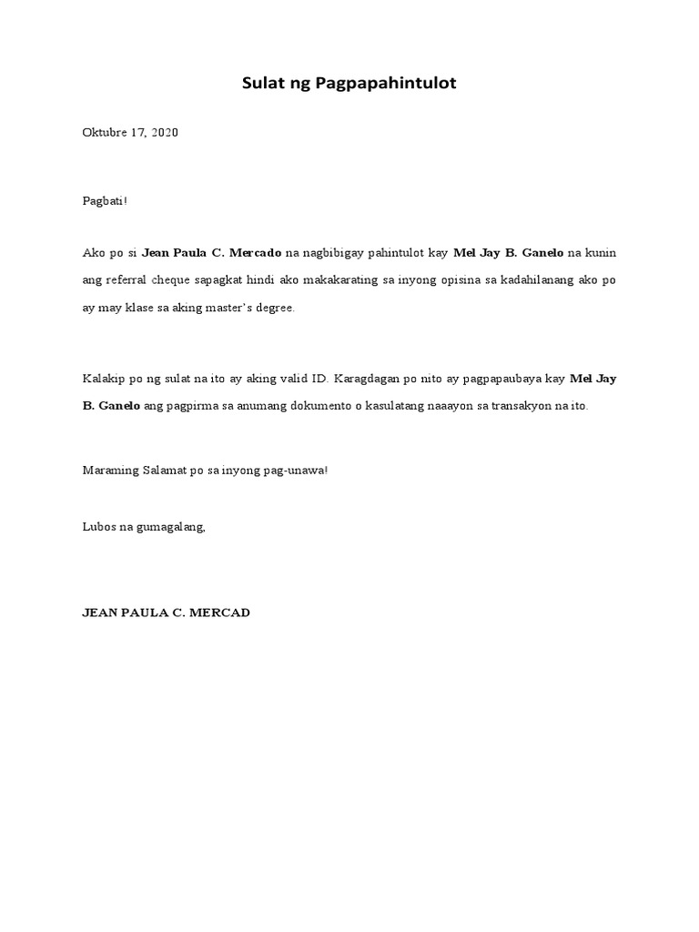 Sulat NG Pagpapahintulot | PDF